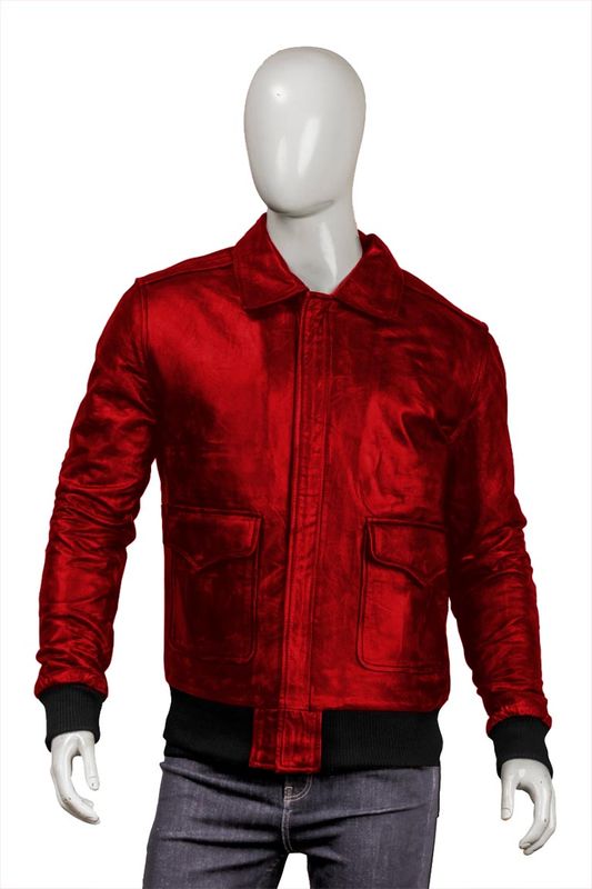 Real Sheepskin Bomber Velvet Red Jacket | GLJ