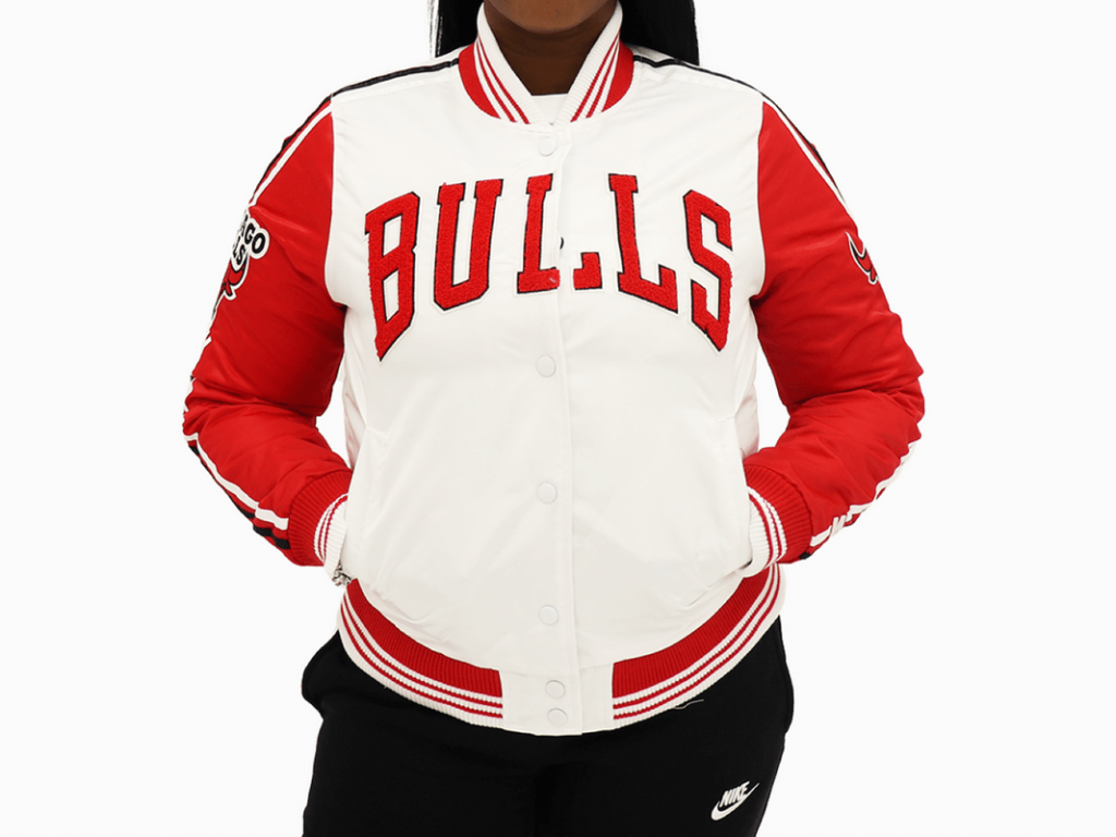 White and Red Chicago Bulls NBA Satin Jacket | GLJ