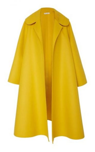 Women Long Yellow Leather Coat | GLJ