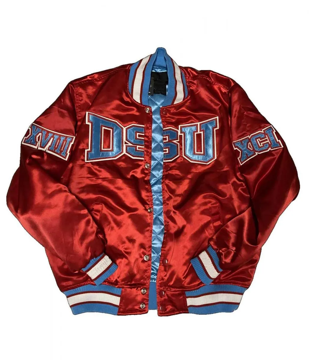 Men’s Burgundy Delaware State University Satin Jacket - GLJ