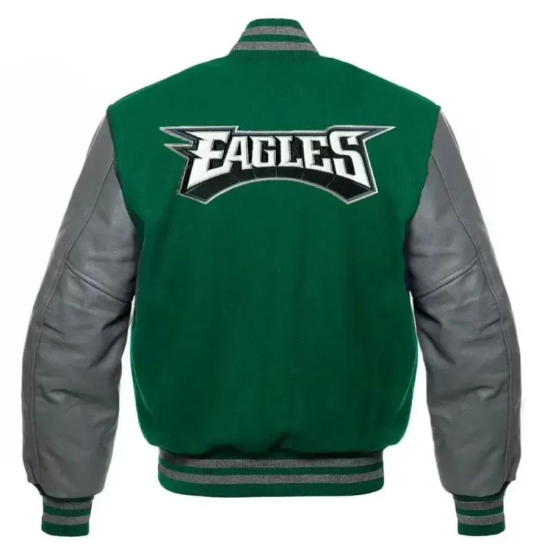 Philadelphia Eagles Green and Grey Letterman Jacket - GLJ