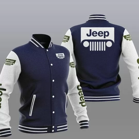 Jeep Car Color Navy White Varsity Jacket - GLJ